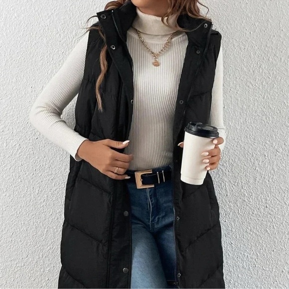 Jackets & Coats | New The Hacker Long Puffer Vest Cozy Quilted Zip Up ...